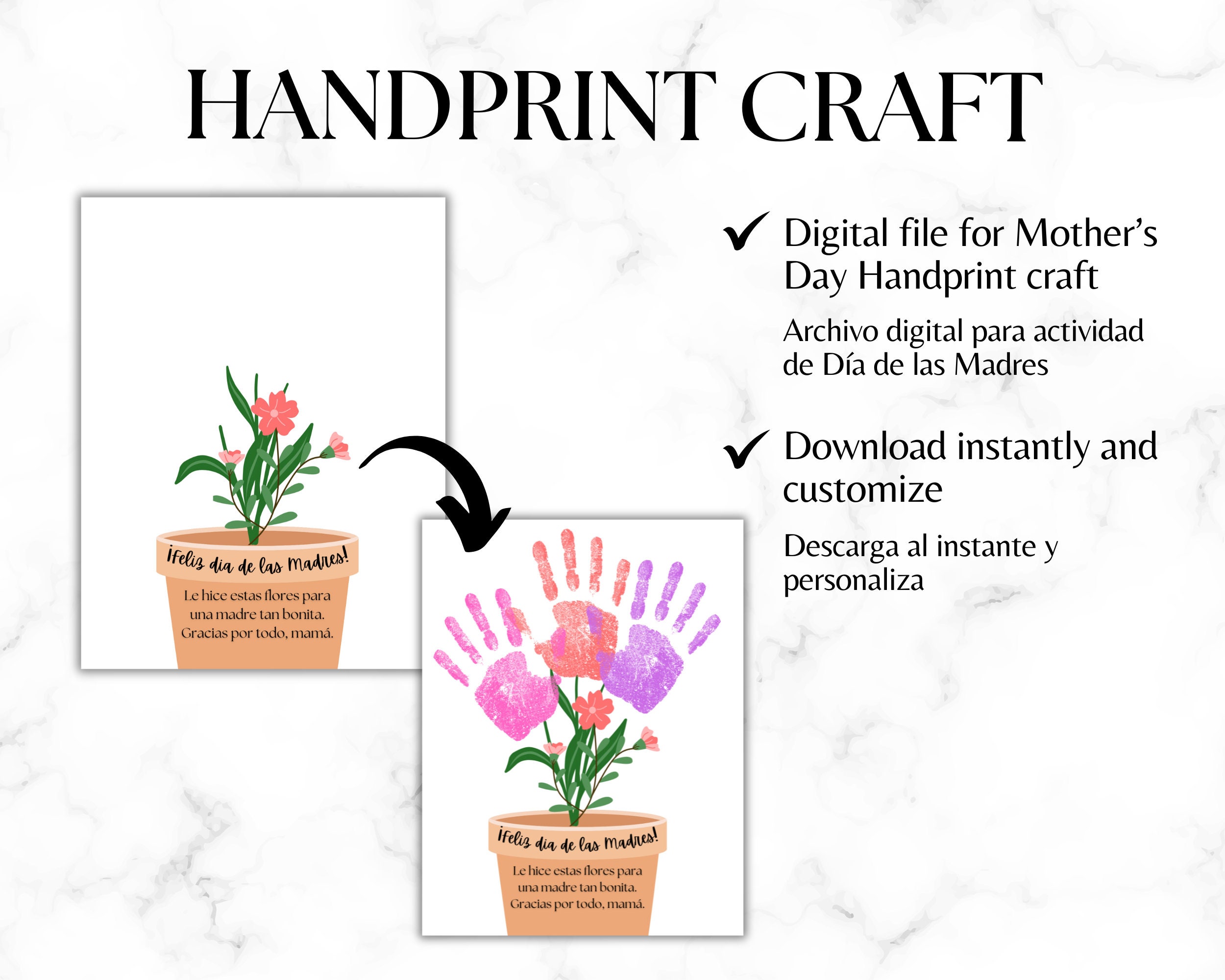 Mother's Day Spanish Handprint, Dia De Las Madres Regalo Para Mama ...