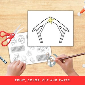 Build a Nativity Craft, Printable Christmas Craft, Christmas Coloring ...