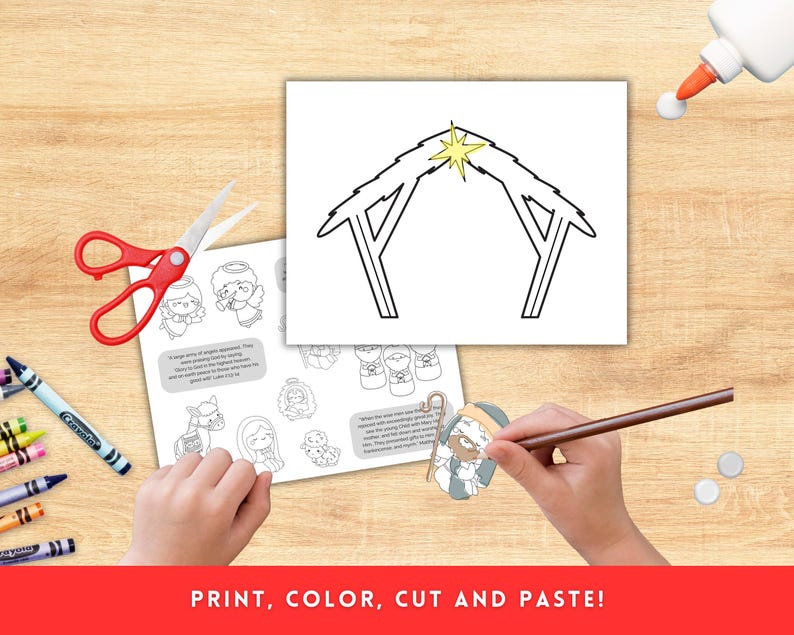 Build a Nativity Craft, Printable Christmas Craft, Christmas Coloring ...