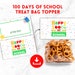 100th Day of School Cookie Bag Topper Printable, Treat Bag Topper, 100 ...