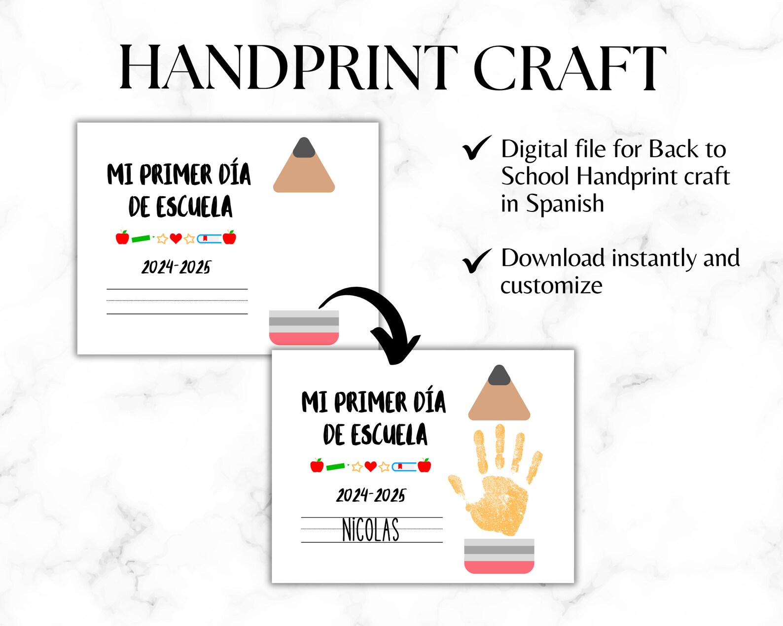 Back to School Spanish Handprint Art, Preschool Sign, Handprint Craft ...