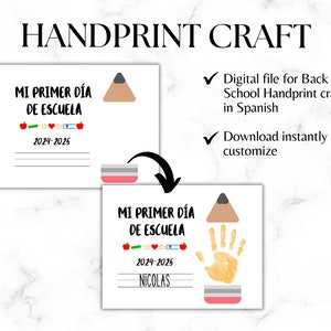 Back to School Spanish Handprint Art, Preschool Sign, Handprint Craft ...