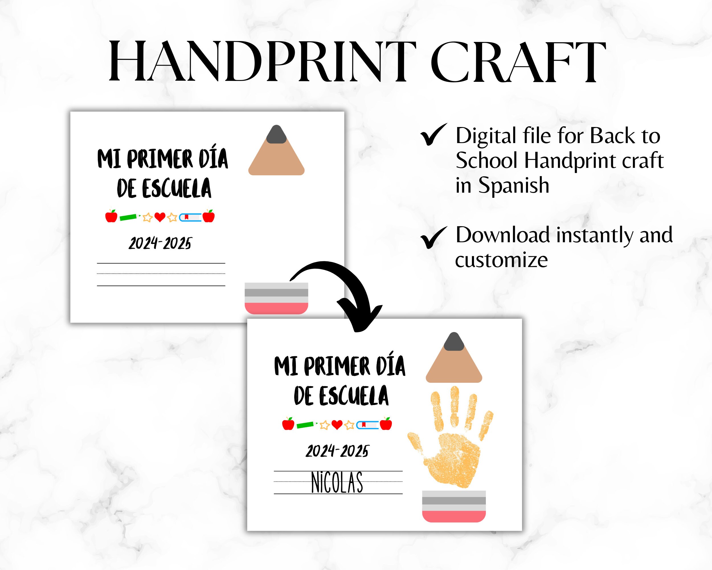 Back to School Spanish Handprint Art, Preschool Sign, Handprint Craft ...