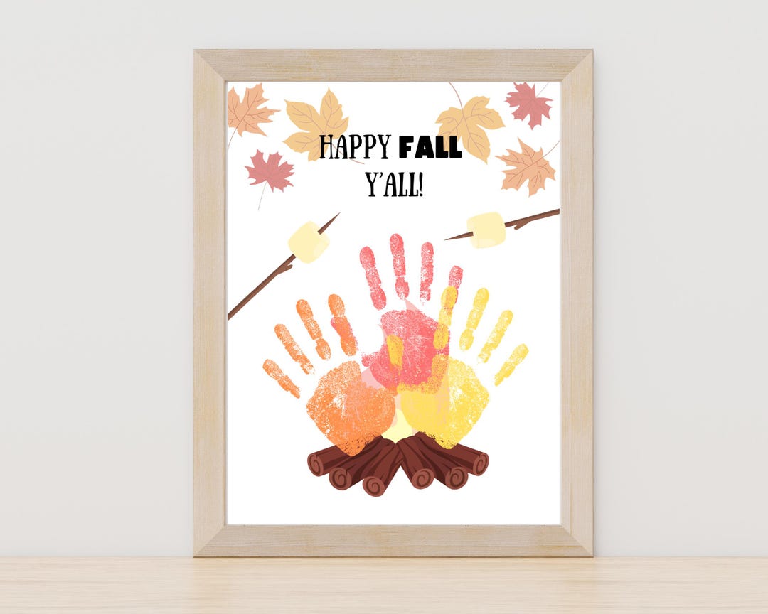 Fall Handprint Art, Fall Handprint Craft, Handprint Art for Kids, Happy ...