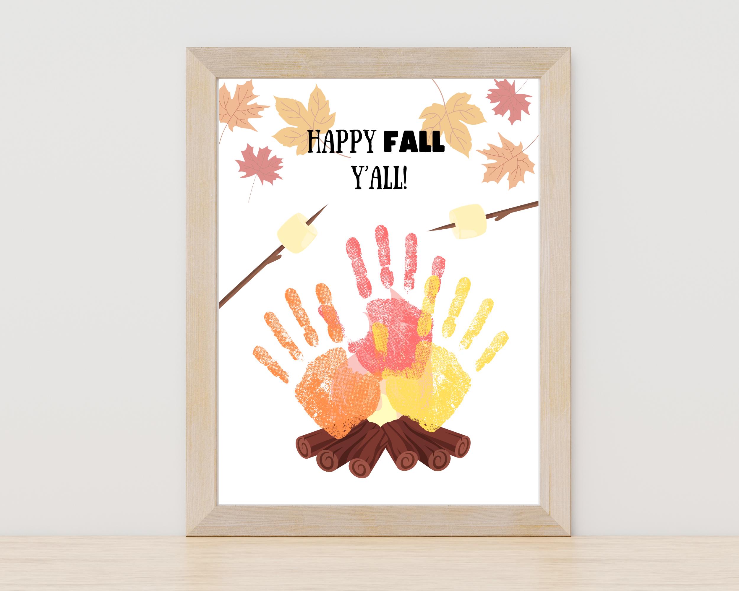 Fall Handprint Art, Fall Handprint Craft, Handprint Art for Kids, Happy ...