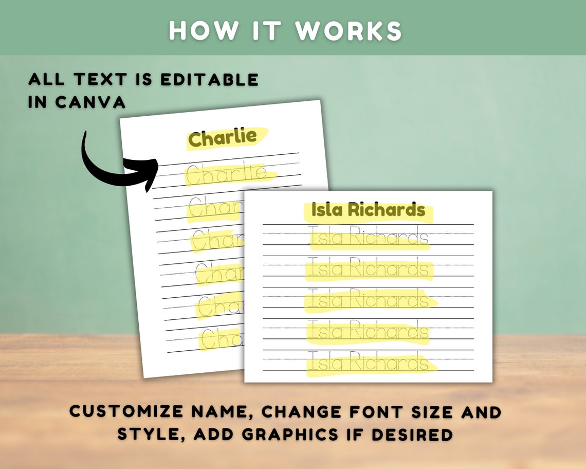 Name Tracing Template Editable, Trace Name Handwriting Practice, Name ...