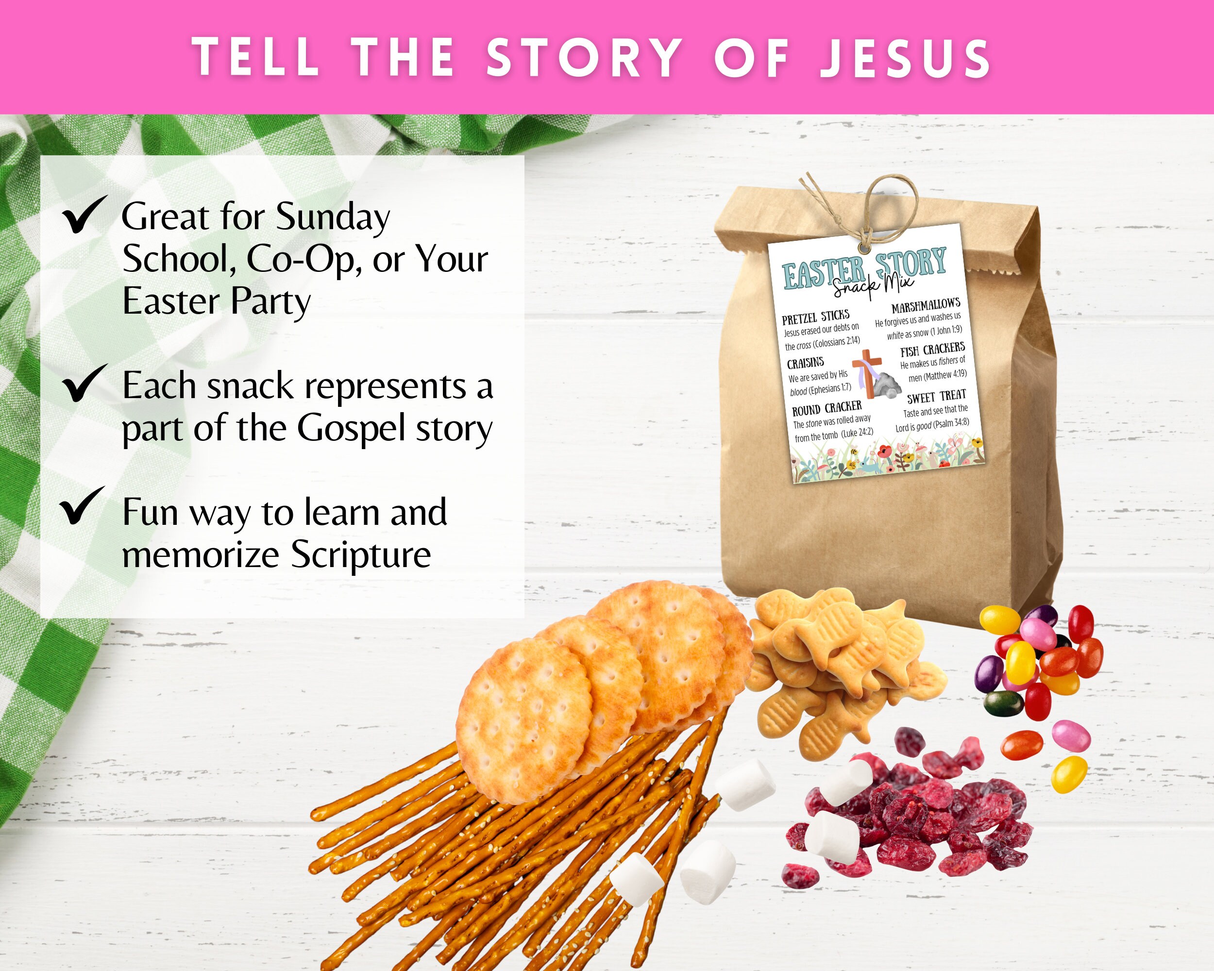 Easter Story Snack Mix Tag, Printable Easter Story Gift Tag, Easter ...