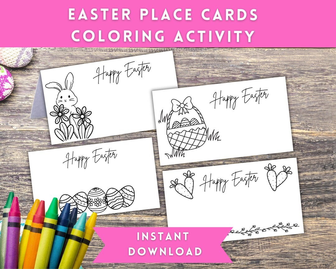 Easter Coloring Place Cards, Easter Table Place Cards Coloring Pages ...