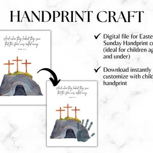 Easter Handprint Craft, Holy Week Printable Handprint Art, He is Risen ...