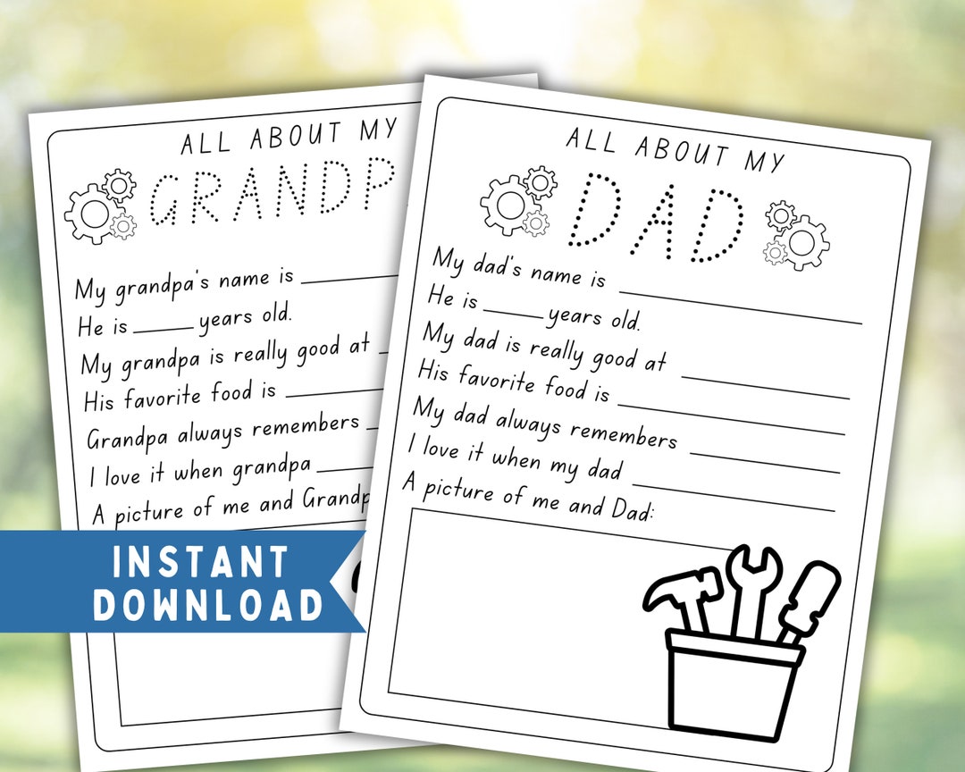All About My Dad Questionnaire, All About My Grandpa, Fathers Day ...