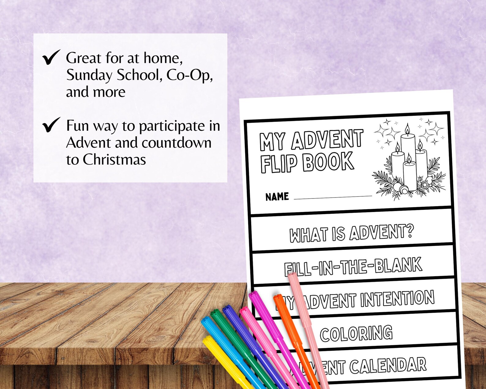 Advent Calendar Kids Flip Book, Advent Bible Craft, Christmas Coloring ...