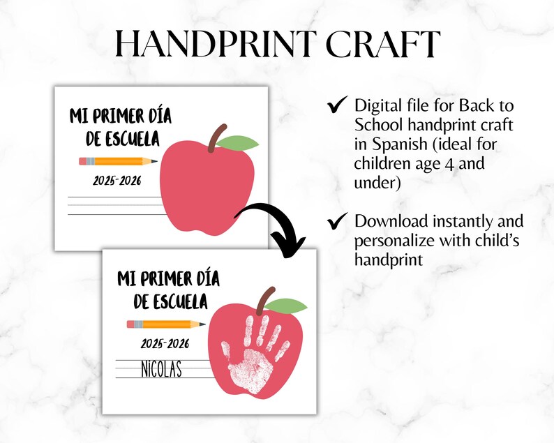 Back to School Spanish Handprint Art, Preschool Sign, Handprint Craft ...