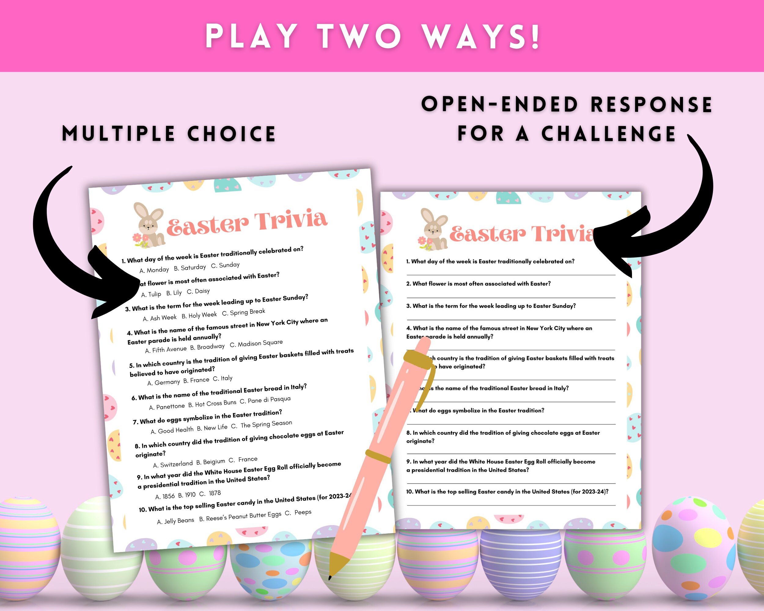 Easter Trivia Game, Easter Game Printable, Easter Trivia Friendly Feud ...