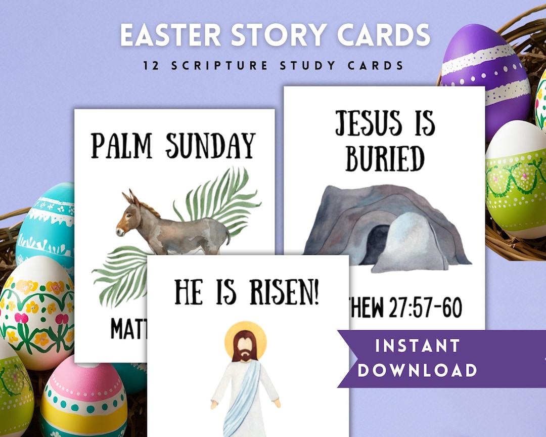Easter Story Cards for Resurrection Eggs, Bible Study Sunday School ...