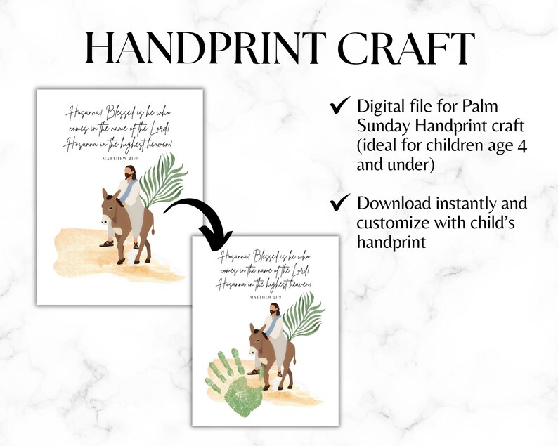 Palm Sunday Handprint, Holy Week Printable Handprint Craft, Sunday ...