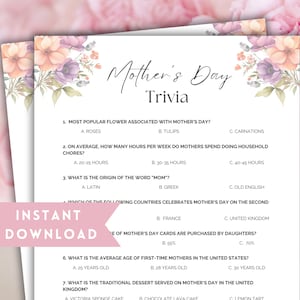 Mothers Day Trivia, Mothers Day Game, Mothers Day Trivia Quiz, Mothers ...