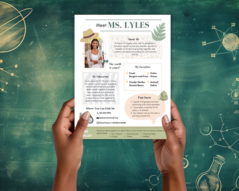 Editable Meet the Teacher Template With Greenery, All About Me, Safari ...