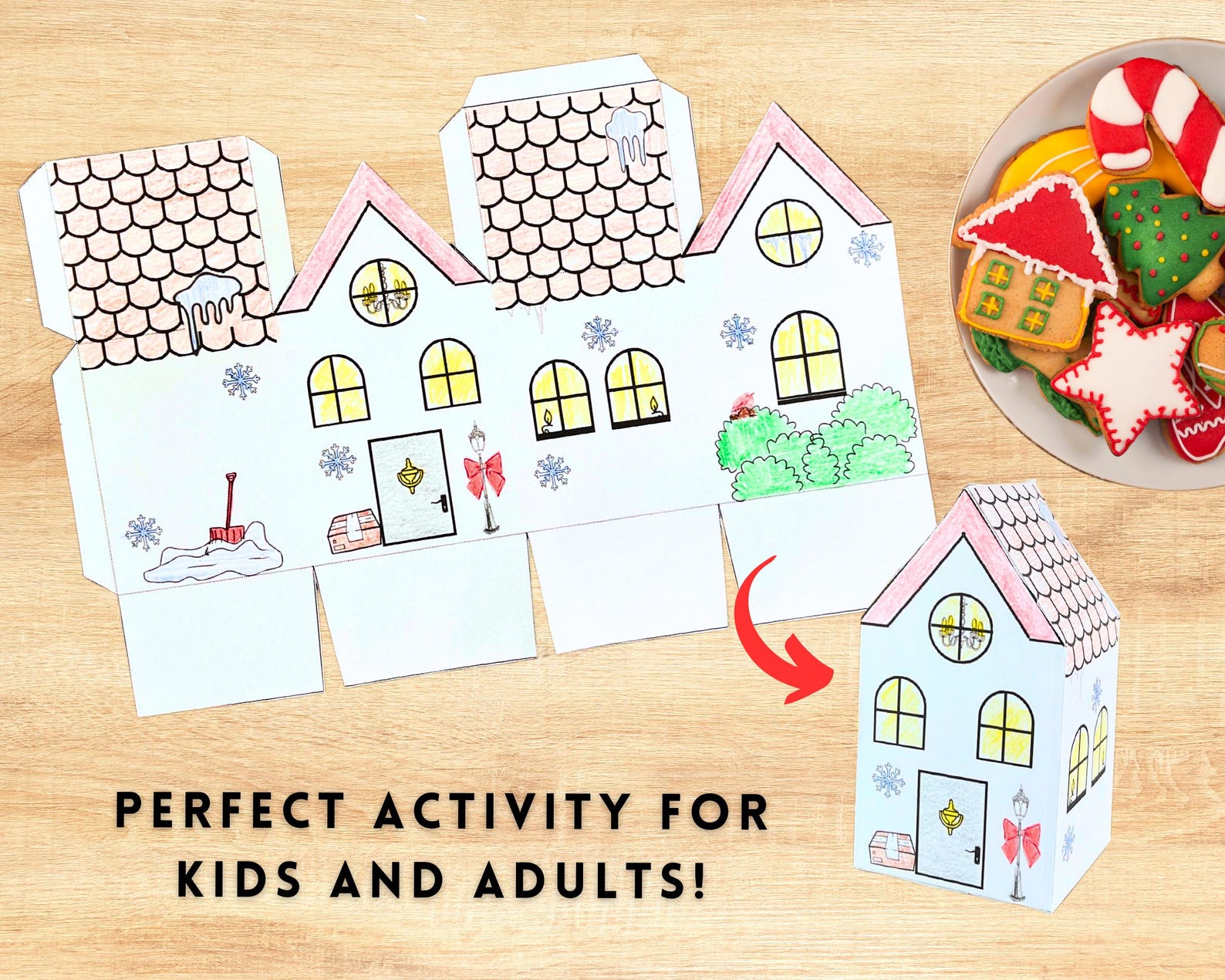 Paper House Christmas, Printable Paper House Template for Christmas ...