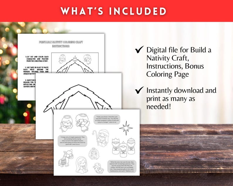 Build a Nativity Craft, Printable Christmas Craft, Christmas Coloring ...