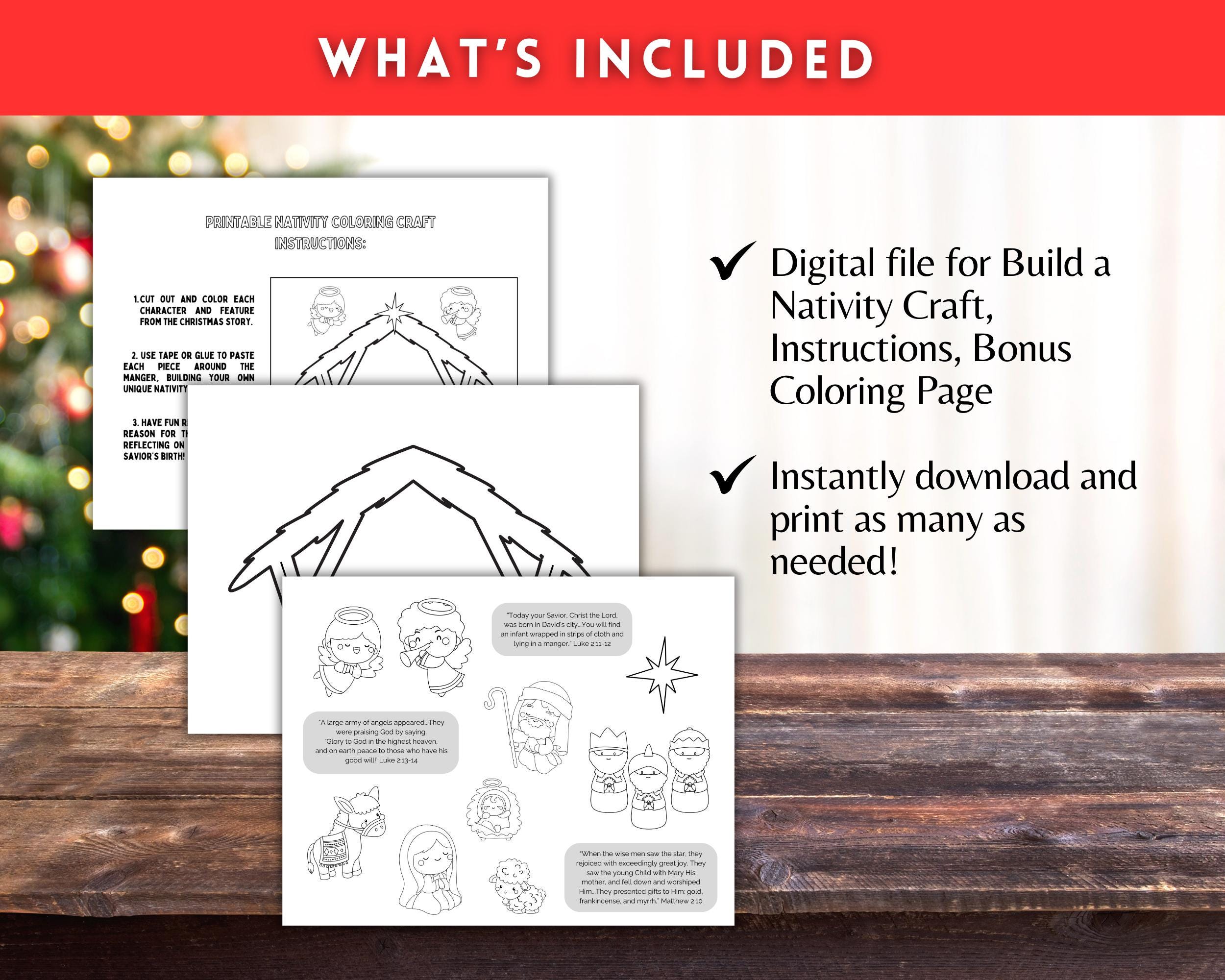 Build a Nativity Craft, Printable Christmas Craft, Christmas Coloring ...