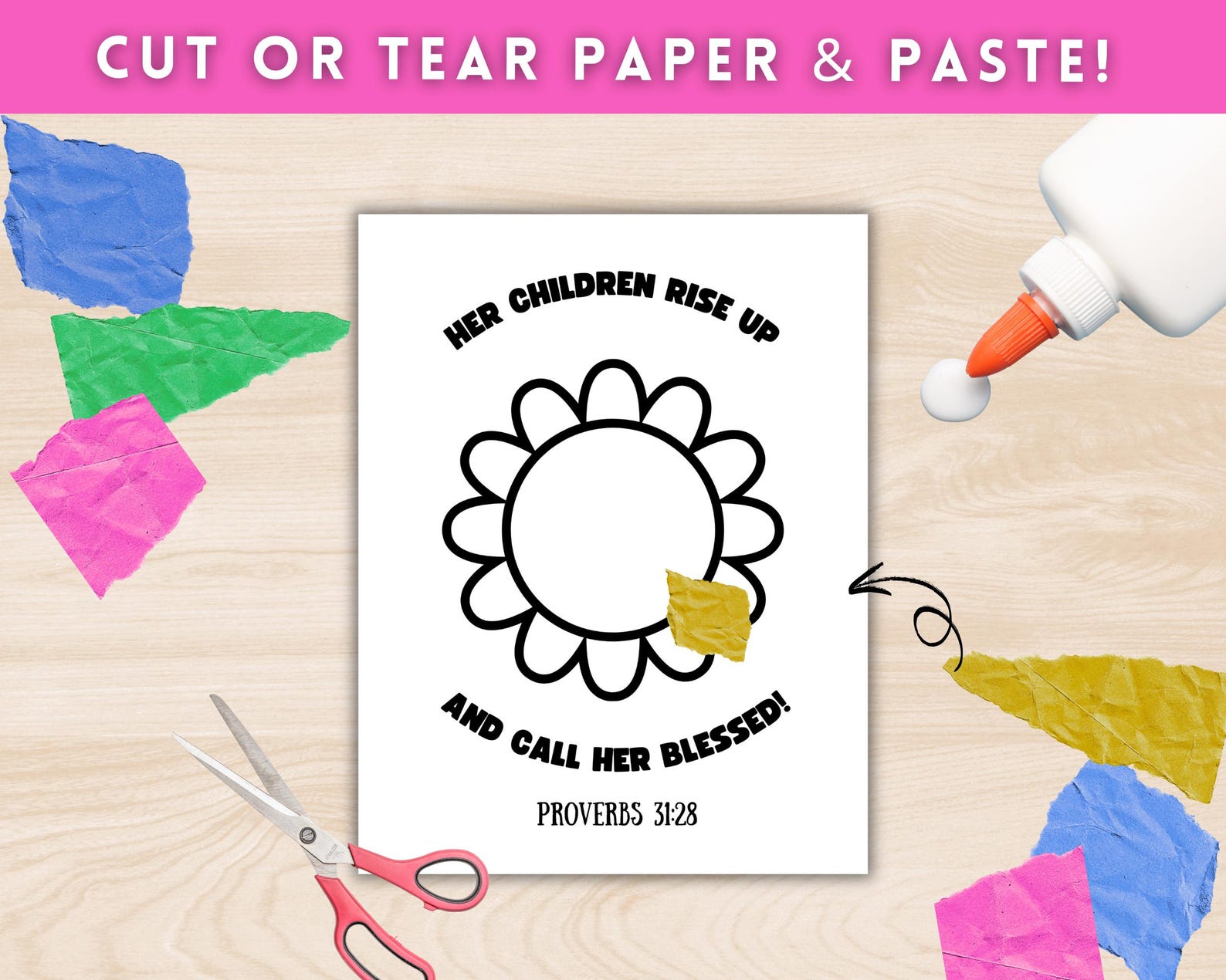 Torn Paper Mothers Day Sunday School Craft, Proverbs 31 Mothers Day ...