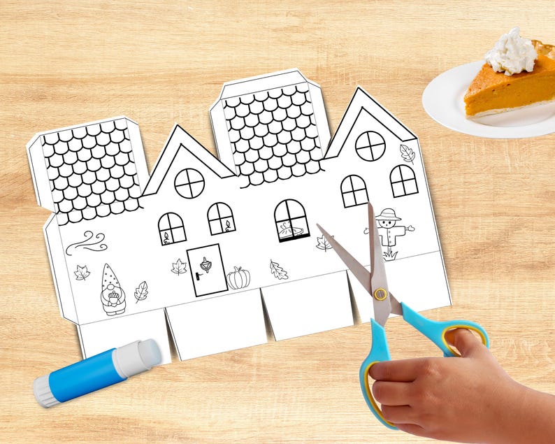 Paper House Fall Craft, Printable Paper House Template, Thanksgiving ...