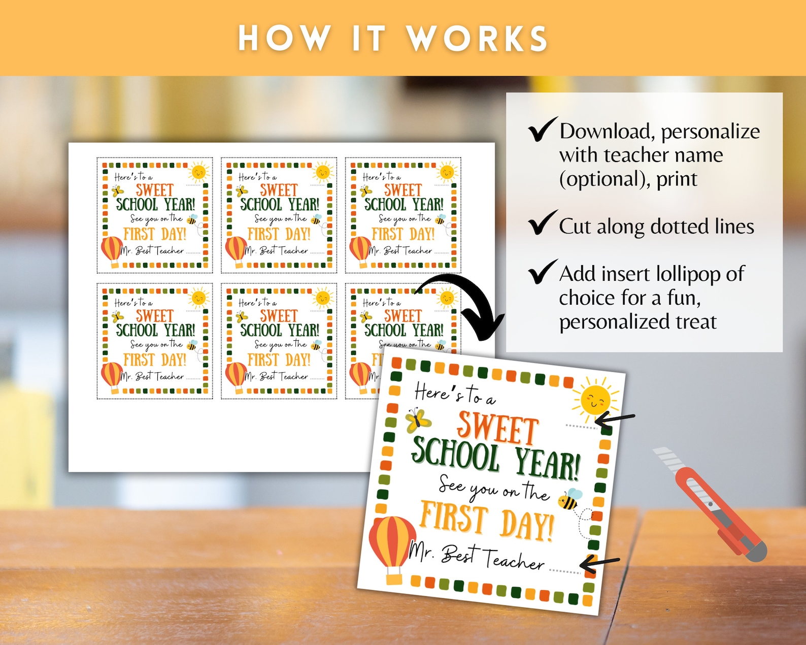 Editable Meet the Teacher Pop Tag, Back to School Lollipop Tag, First ...