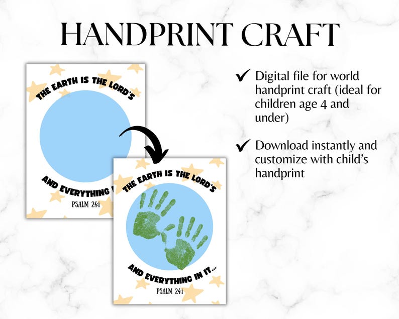 Earth Day Handprint Craft, Bible Verse Earth Day Printable Handprint ...