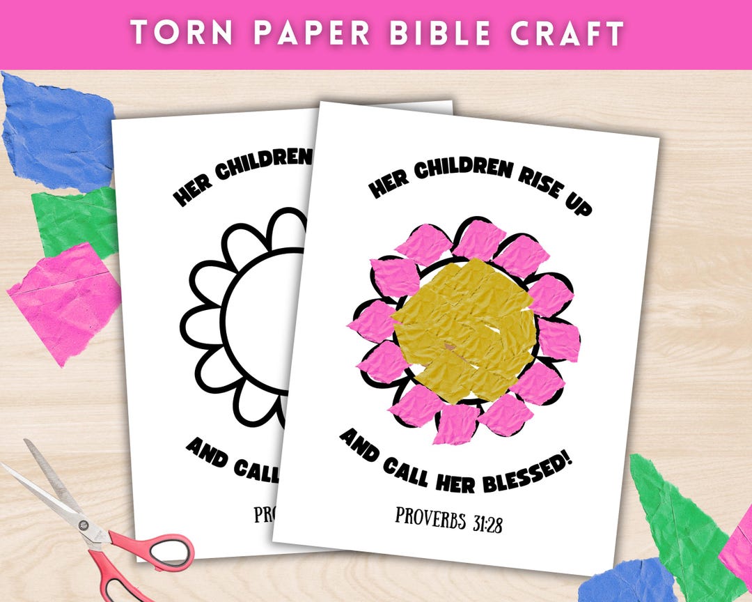 Torn Paper Mothers Day Sunday School Craft, Proverbs 31 Mothers Day ...