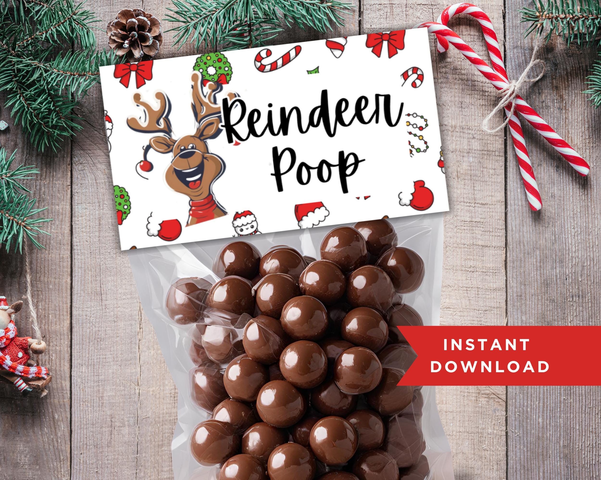 Reindeer Poop Christmas Treat Bag Topper, Christmas Class Gifts, Funny ...