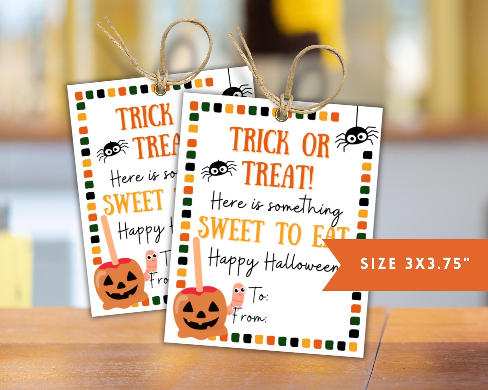 Halloween Caramel Apple Tag, Halloween Gift Tags, Teacher Appreciation ...