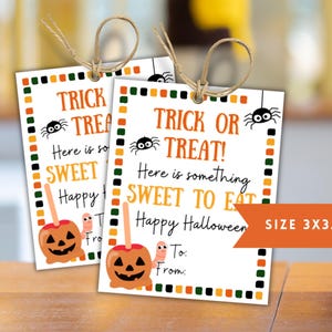 Halloween Caramel Apple Tag, Halloween Gift Tags, Teacher Appreciation ...