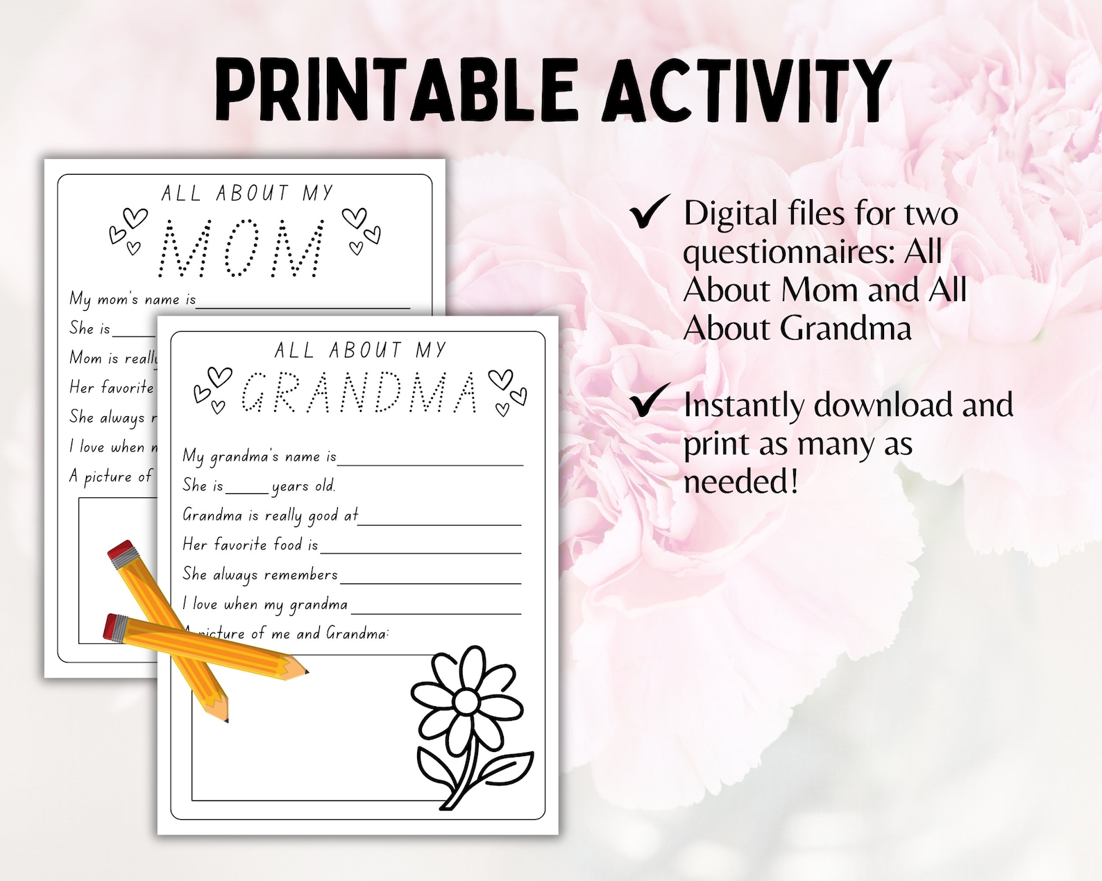 All About My Mom Printable Interview, All About Grandma, Mothers Day ...