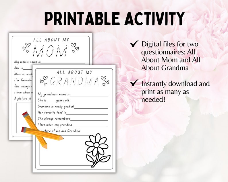 All About My Mom Printable Interview, All About Grandma, Mothers Day ...