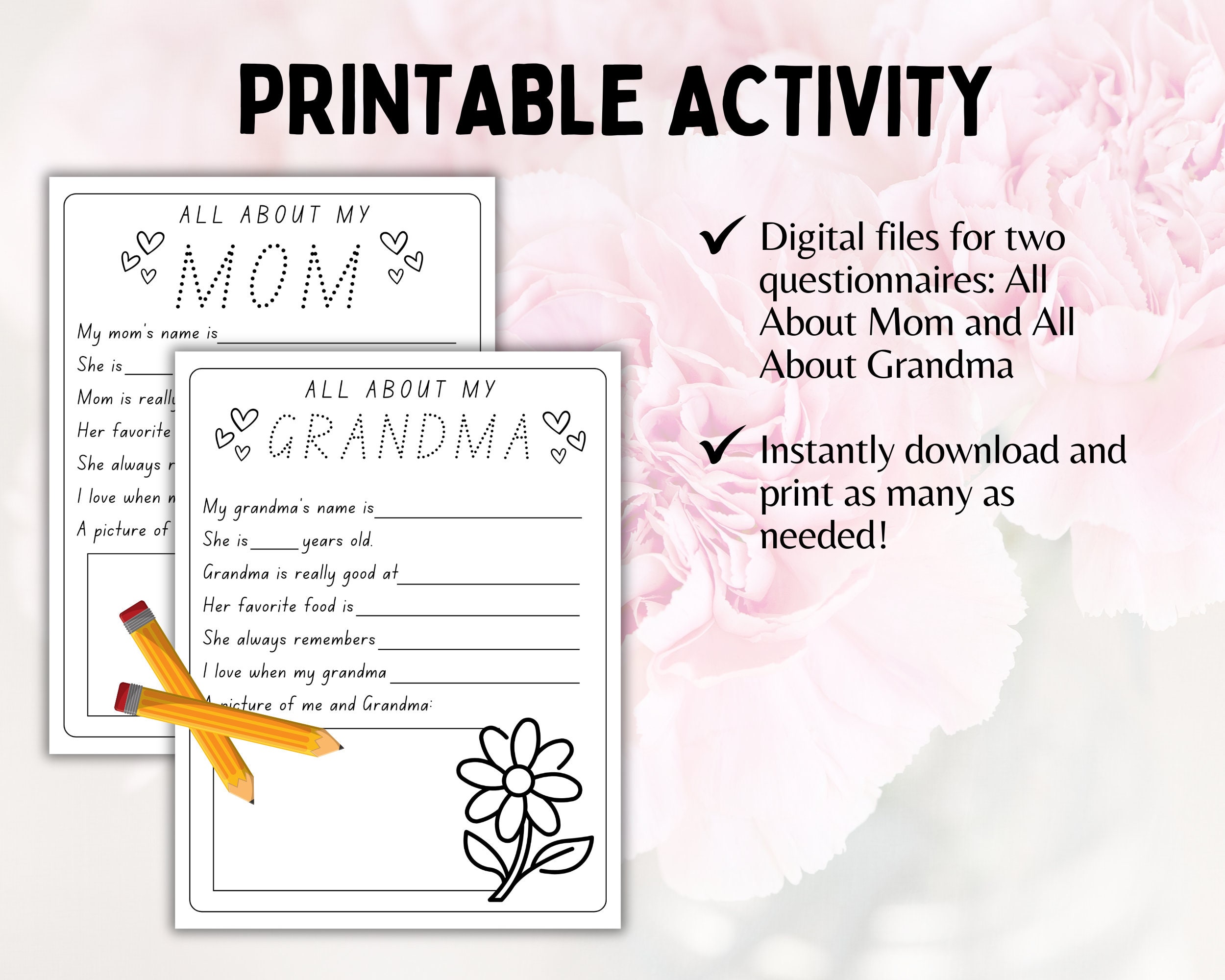 All About My Mom Printable Interview, All About Grandma, Mothers Day ...