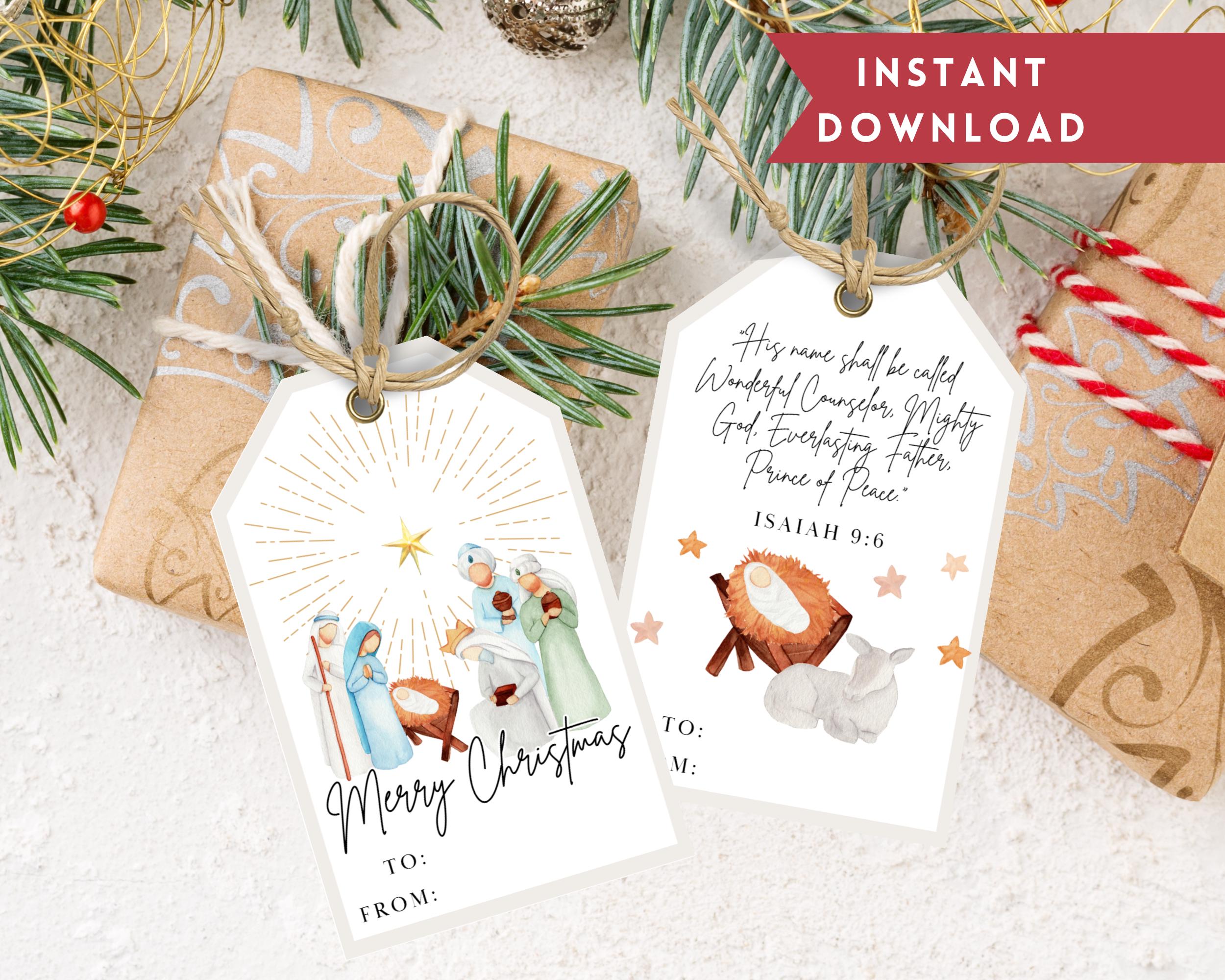 Printable Christmas Nativity Scene Gift Tags, Christian Christmas Bible ...