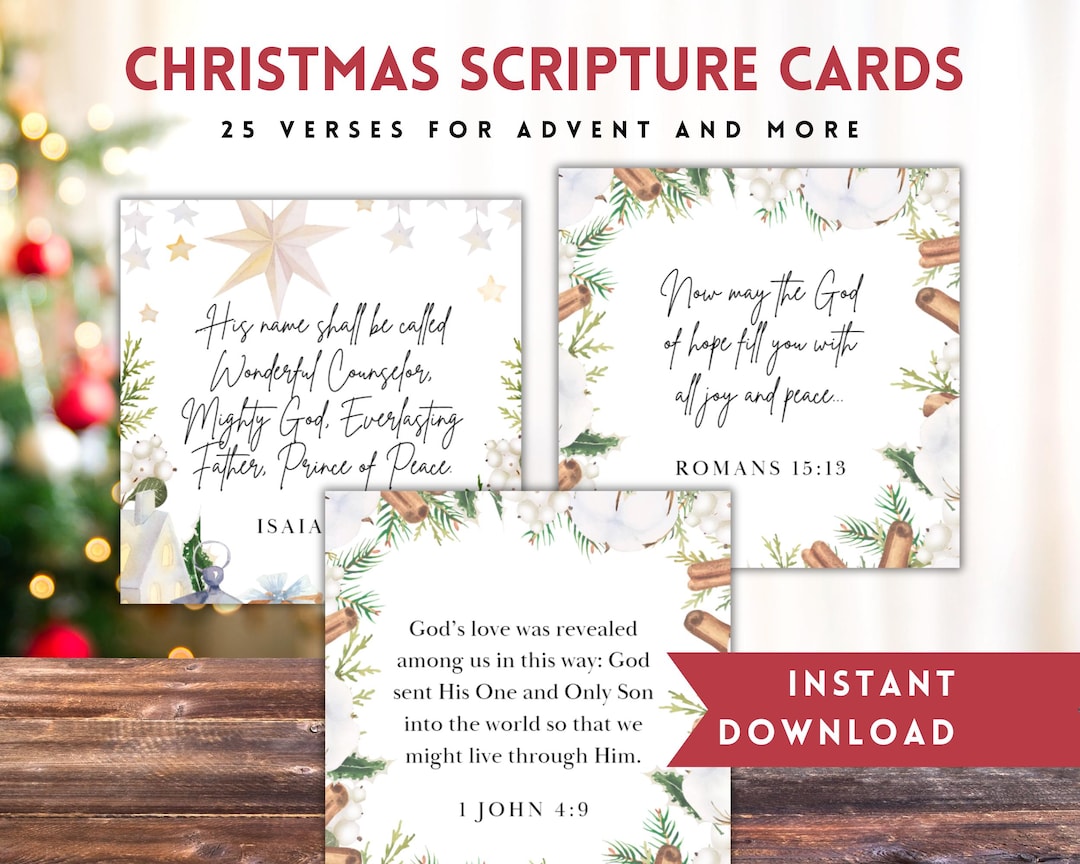 Christian Christmas Bible Verse Cards, Advent Scripture Cards for ...