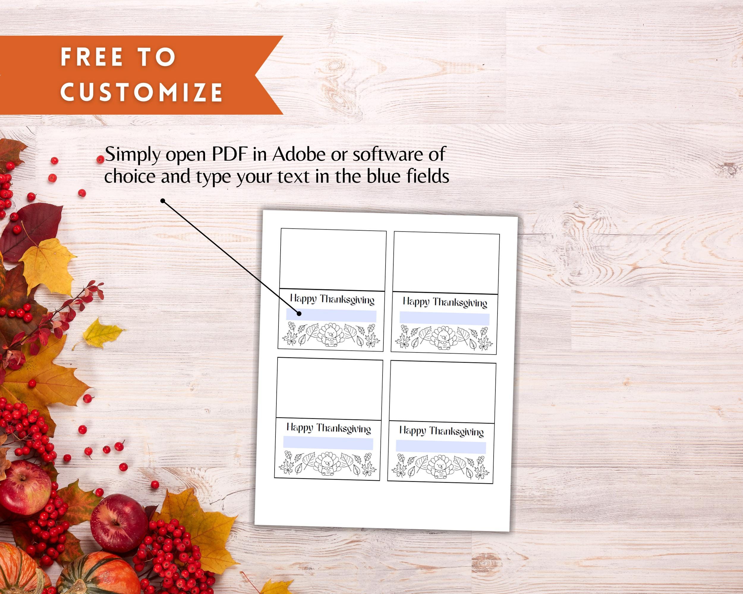 Editable Thanksgiving Place Cards Coloring Activity, Thanksgiving ...