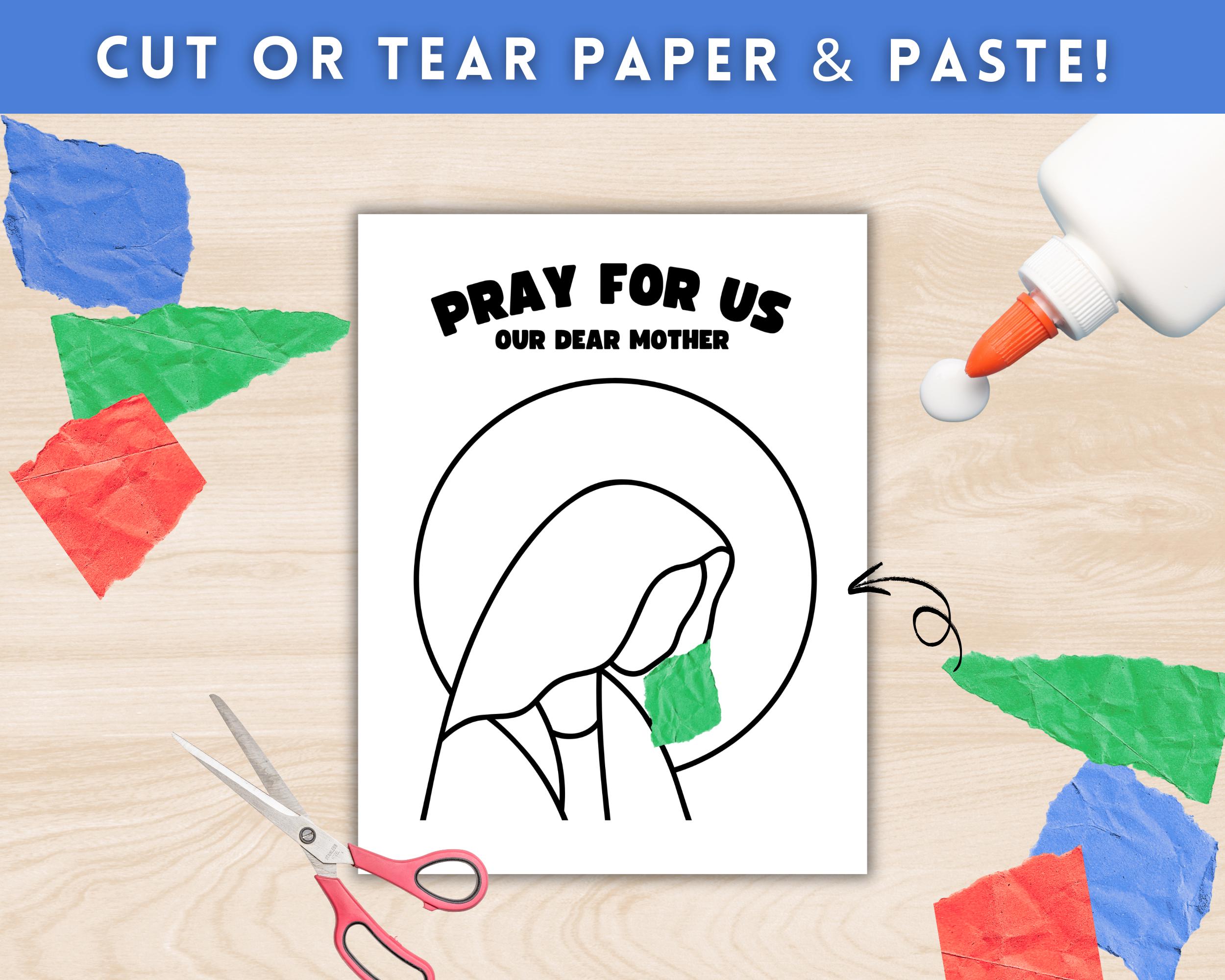 Torn Paper Assumption of Mary Activity, Sunday School Craft, Christian ...