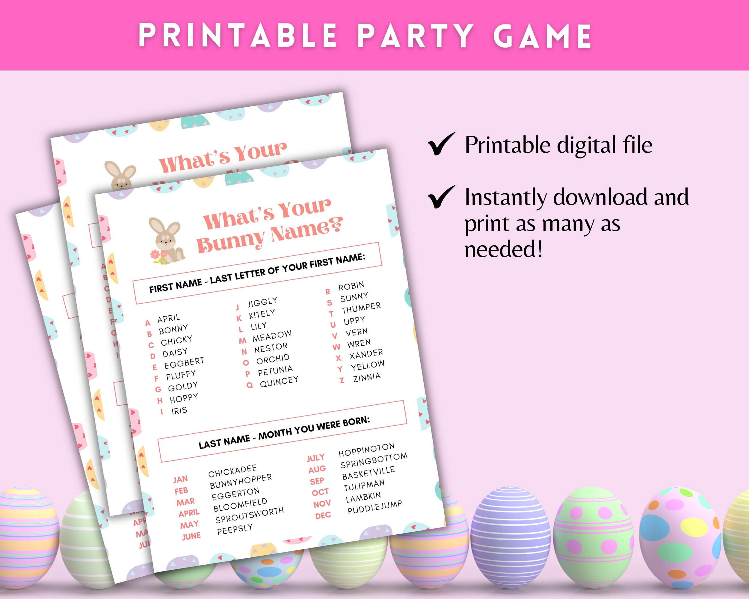 What's Your Easter Bunny Name, Easter Games Printable, Easter Games for ...