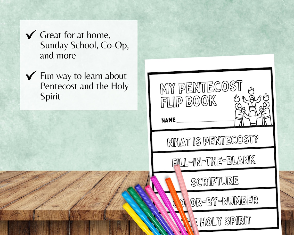 Pentecost Craft for Kids Flip Book, Day of Pentecost Sunday School ...