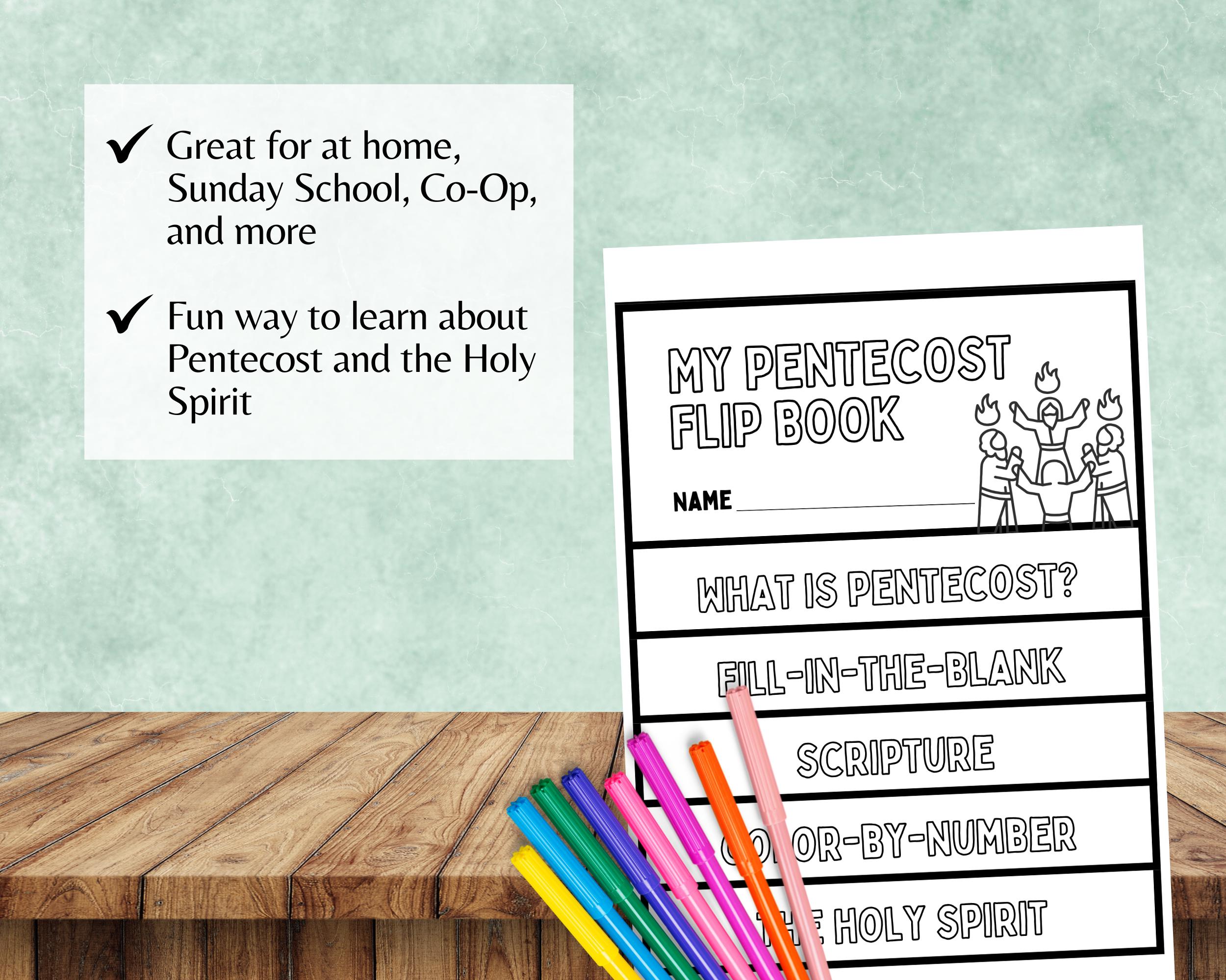 Pentecost Craft for Kids Flip Book, Day of Pentecost Sunday School ...