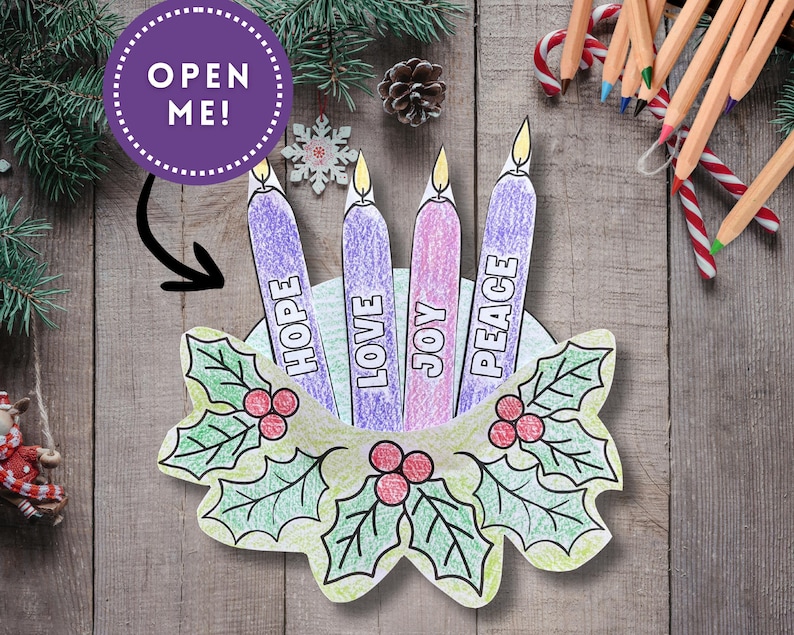 Advent Sunday School Craft, Advent Wreath Christmas Coloring Page ...