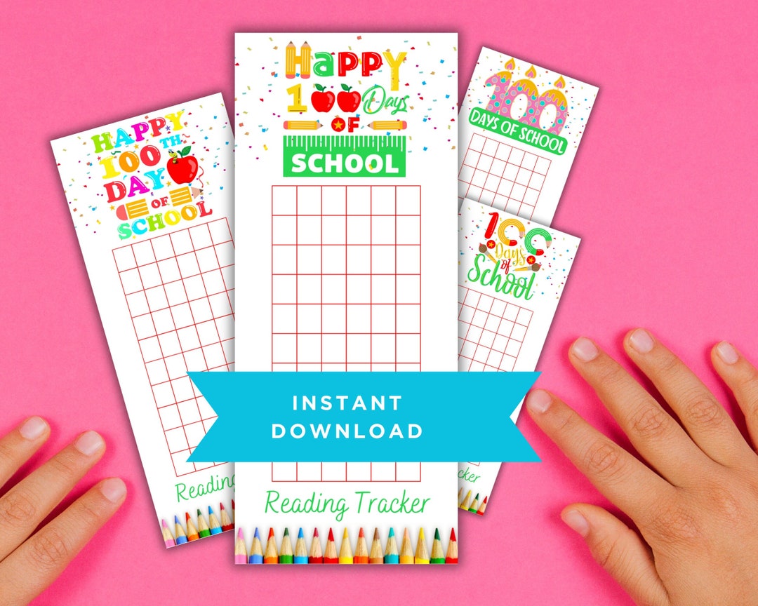 Reading Log Bookmark Printable, 100 Days Celebration, Kids Bookmark ...