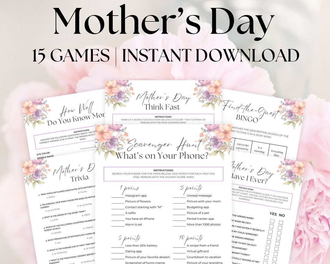 Mothers Day Game Bundle, Mothers Day Games, Mothers Day Bingo, What's ...