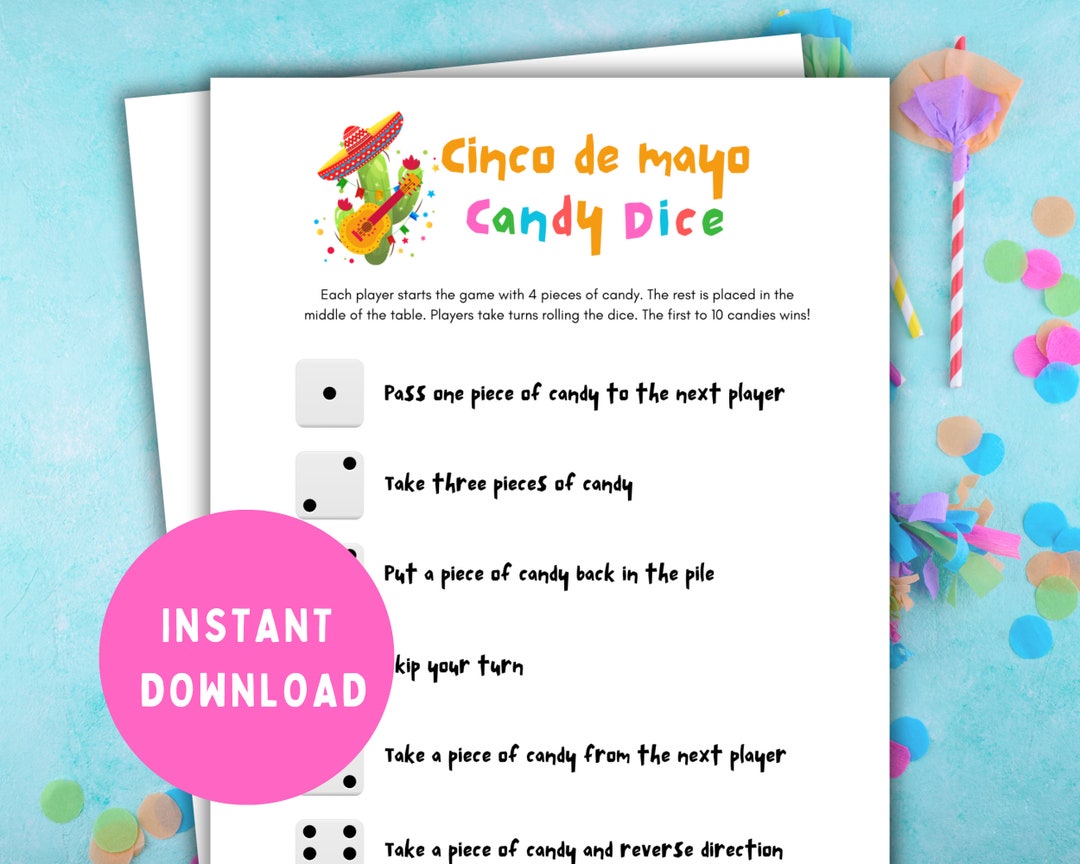 Candy Dice Game Cinco De Mayo, Fiesta Icebreaker, Right Left Game for ...
