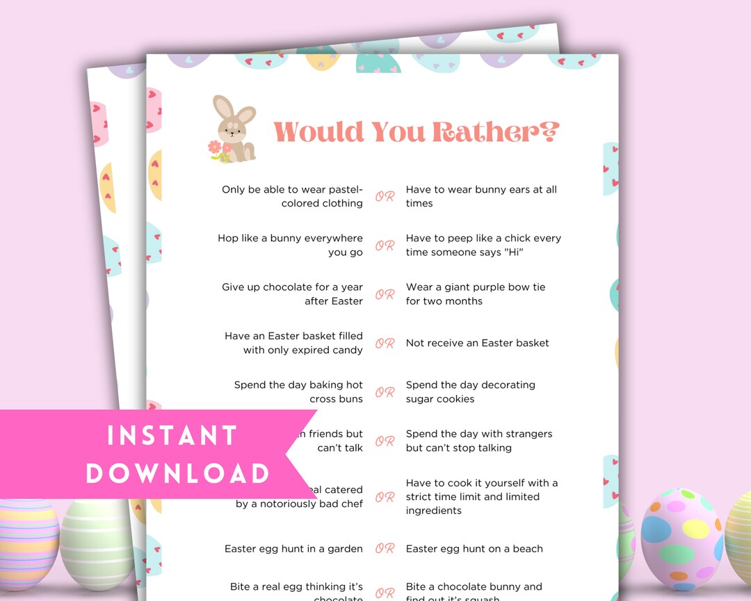 Would You Rather Easter Game Printable, This or That Easter Game for ...