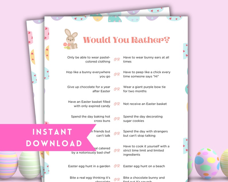 Would You Rather Easter Game Printable, This or That Easter Game for ...