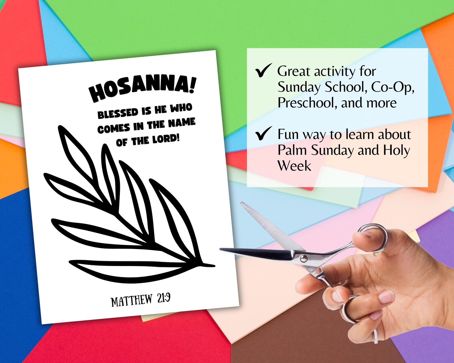 Torn Paper Palm Sunday Activity, Palm Sunday Craft for Christian ...