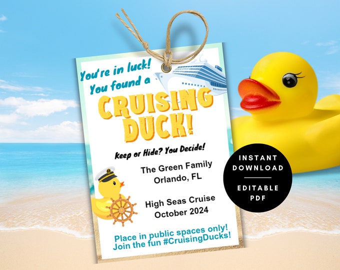 Cruising Ducks Princess INSTANT DOWNLOAD Tags- Cruise Ship- Rubber Duck ...